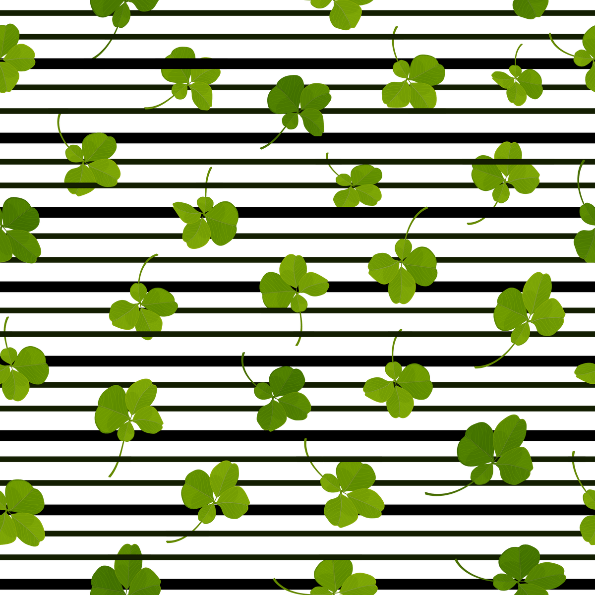 four leaf clover designs in white fabric with black stripes DS2129 ...