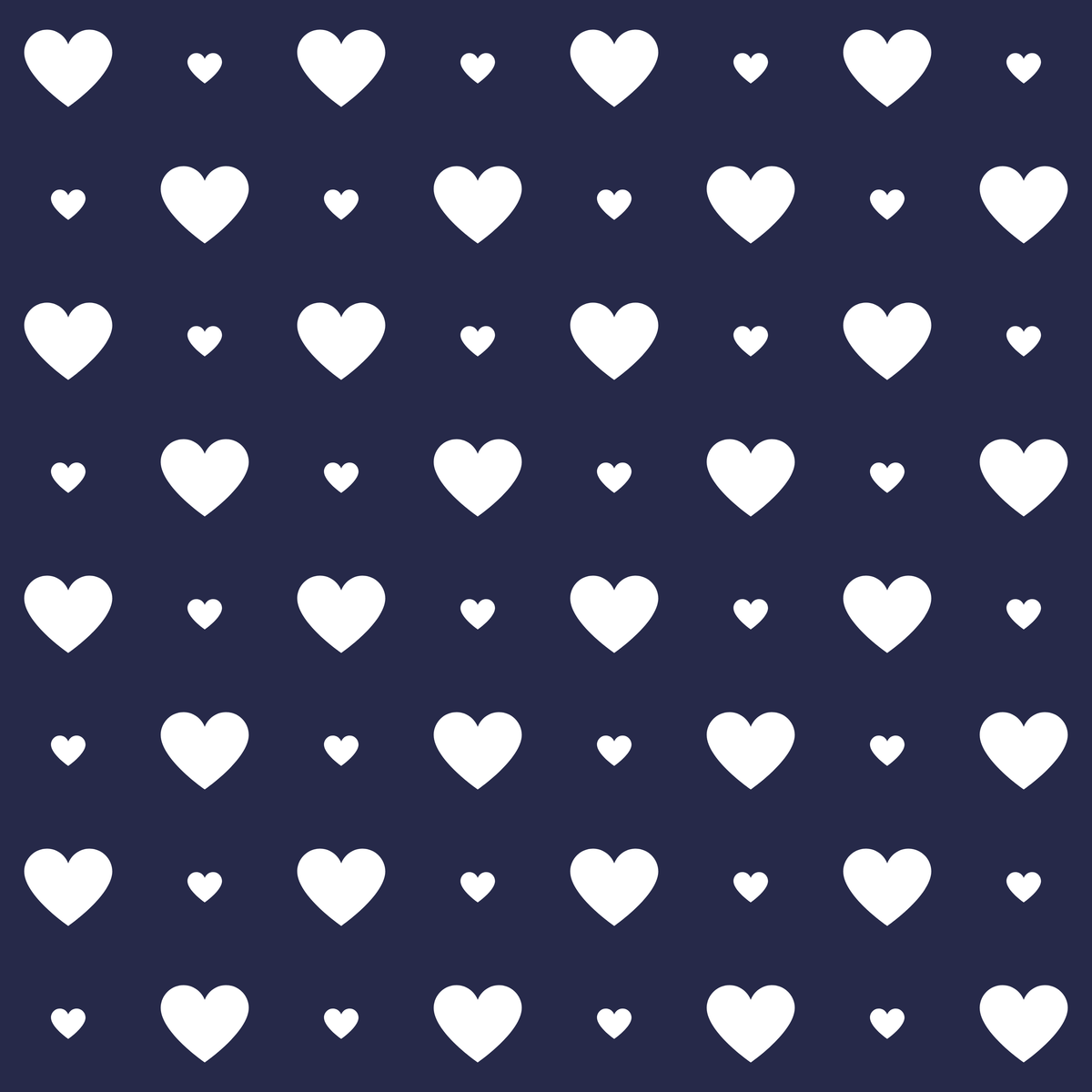 Large and small white heart designs on navy fabric D2033 – Jersey Print ...