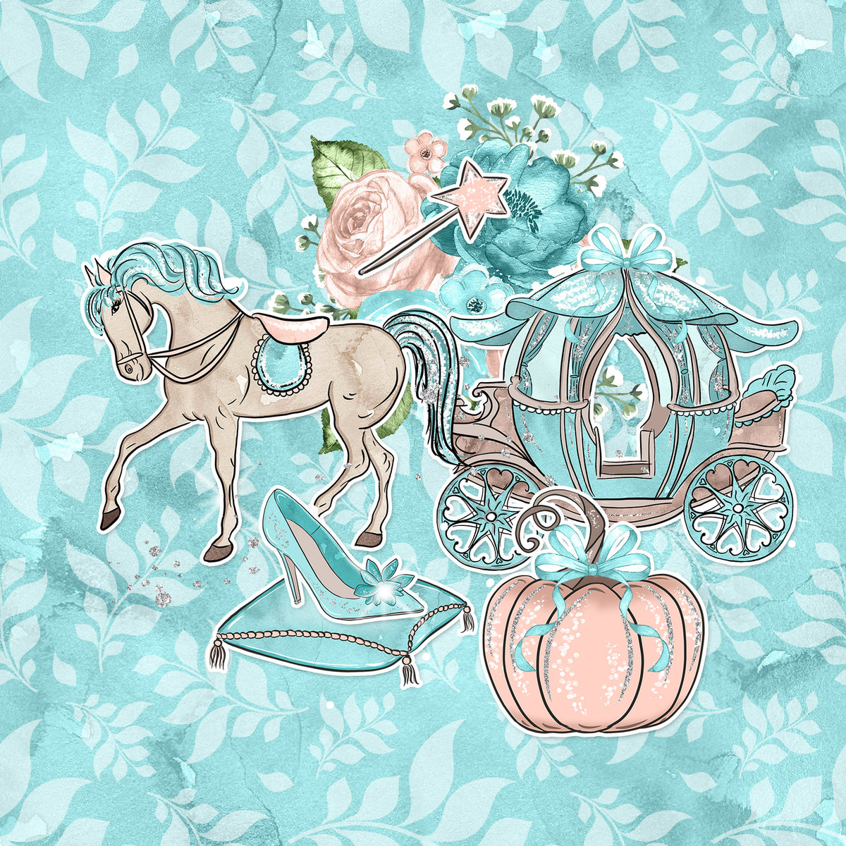 fairy tale designs in blue fabric DS1721 – Jersey Print Factory