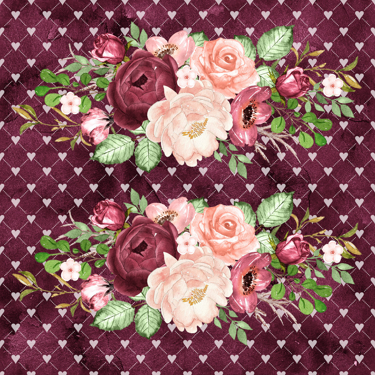 Colorful Floral Patterns on Burgundy Fabric DS1280 – Jersey Print Factory