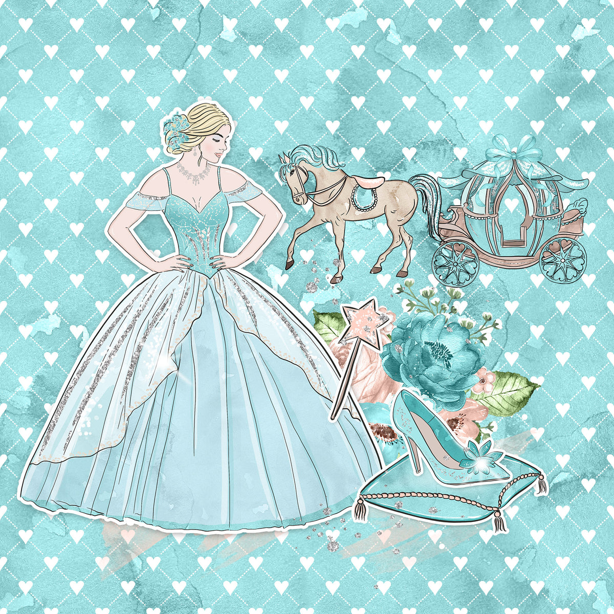 fairy tale designs in blue fabric DS1726 – Jersey Print Factory