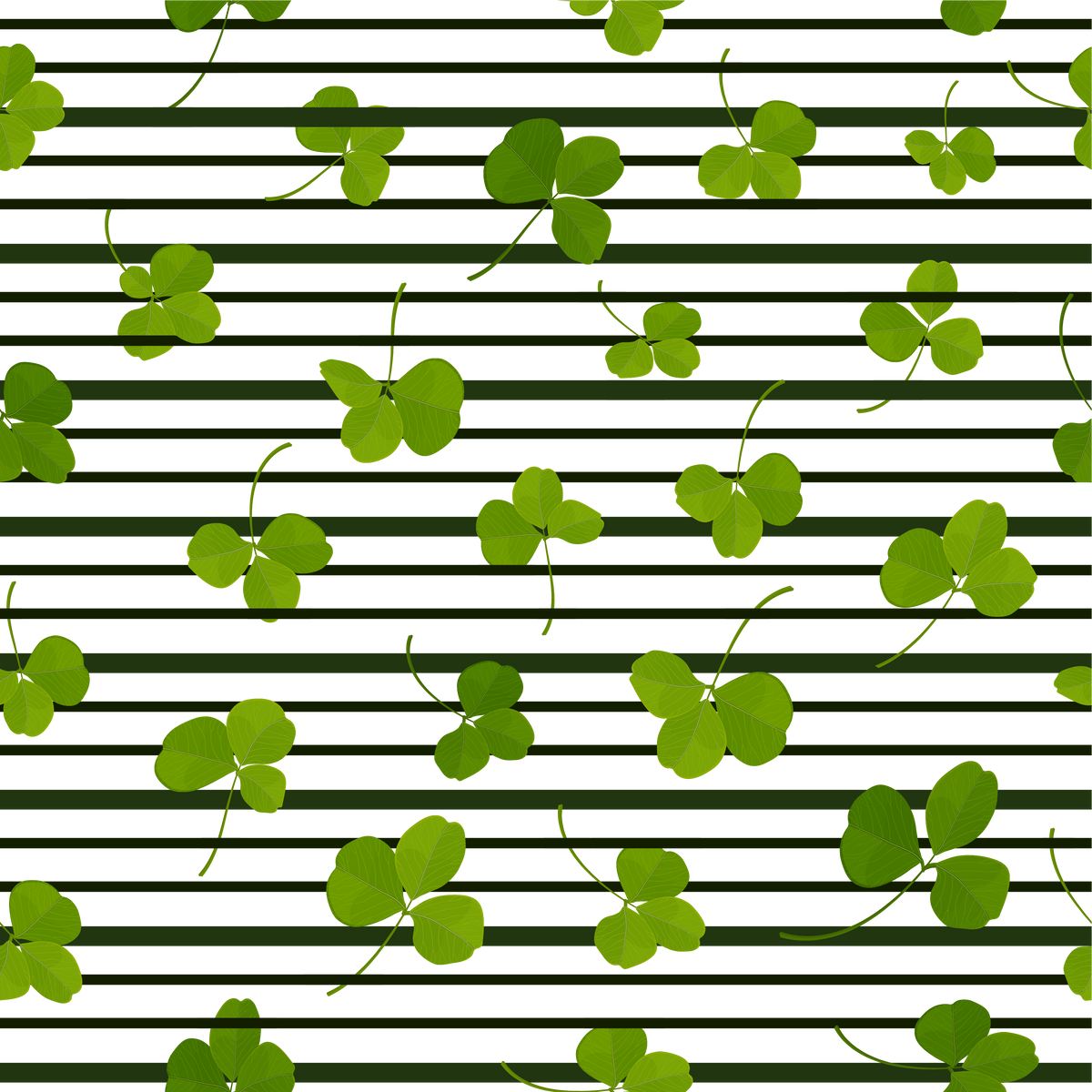 three leaf clover designs in white fabric with black stripes DS2130 ...