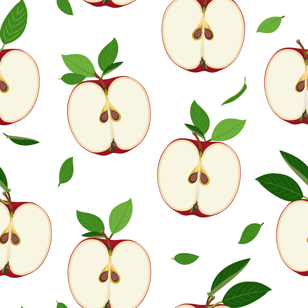 Half an Apple Patterns on White Fabric D1032 – Jersey Print Factory