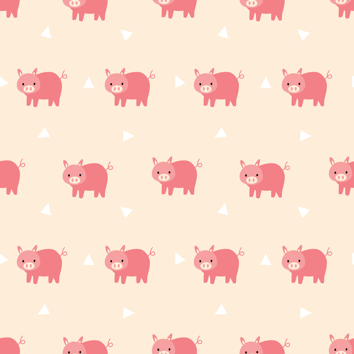 Pig Patterns on Cream Color Fabric D1456 – Jersey Print Factory