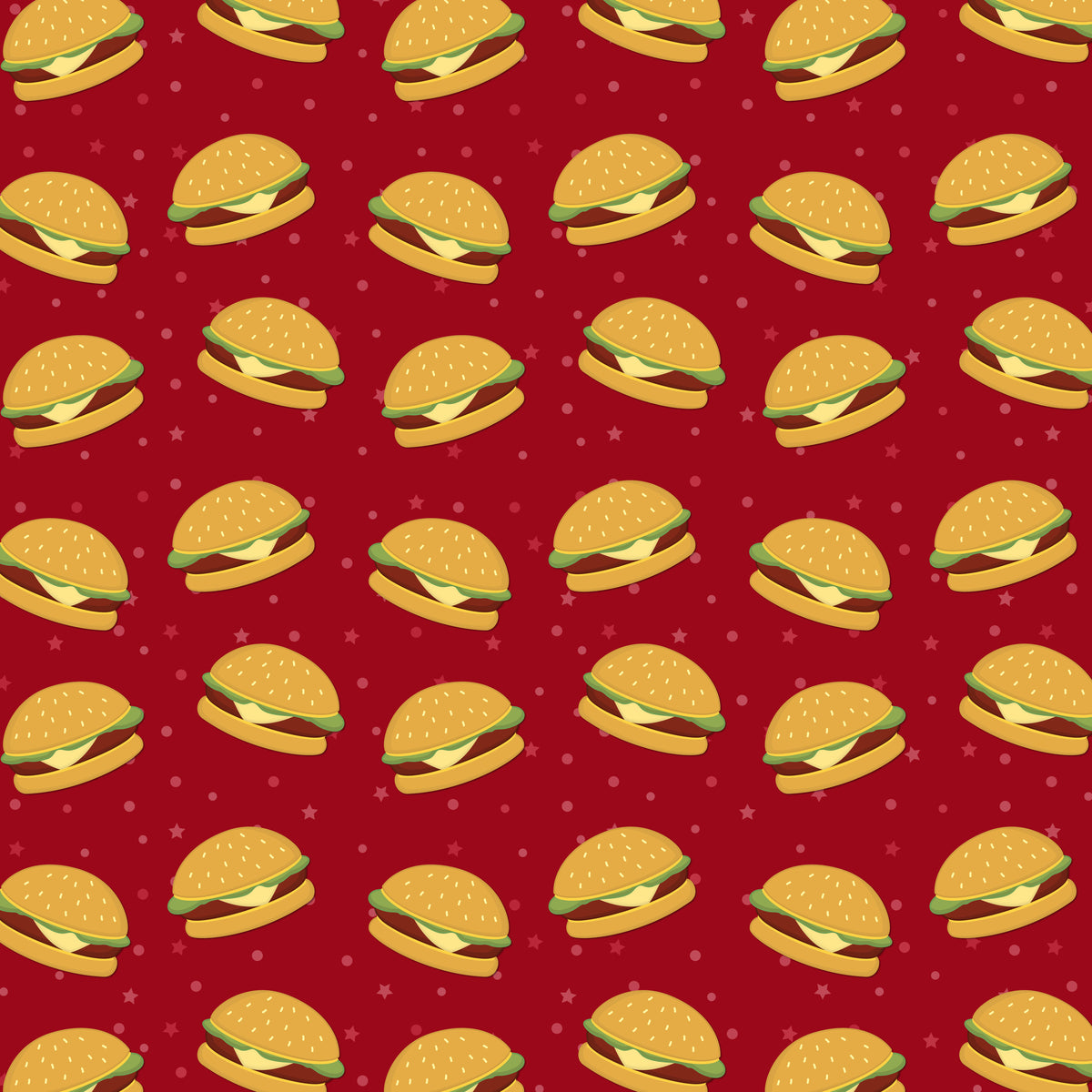 Fast Food Patterns on Red Fabric D1350 – Jersey Print Factory