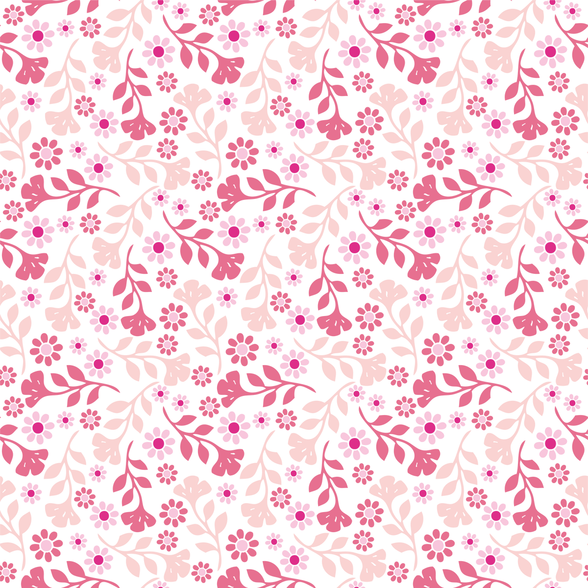 Pink Floral Patterns on White Fabric D1958 – Jersey Print Factory
