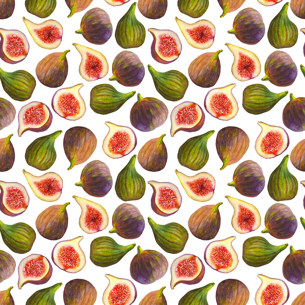 Fig Patterns on White Fabric D1659 – Jersey Print Factory