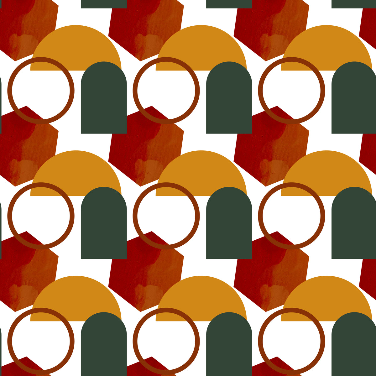 Colorful Geometric Patterns on White Fabric E2310 – Jersey Print Factory