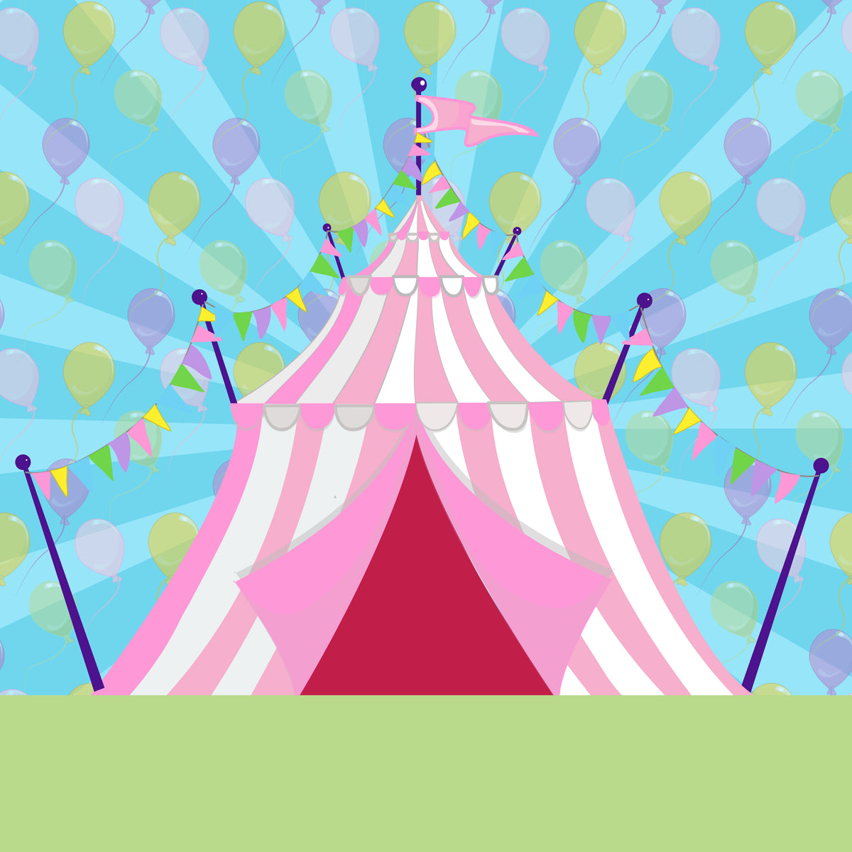 Balloon and Pink Circus Patterns on Fabric D1001 – Jersey Print Factory