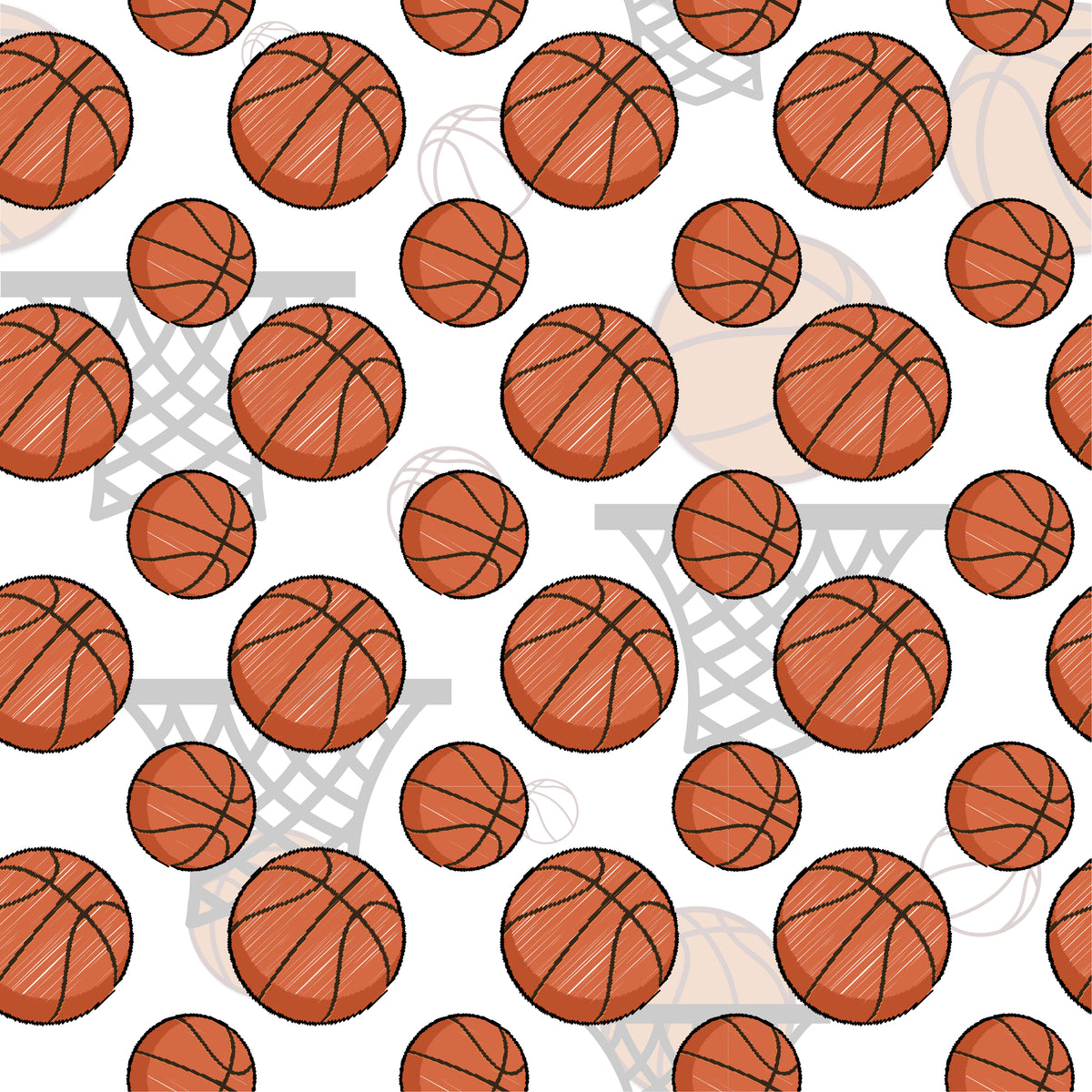 Basketball Ball Patterns on White Fabric D1117 – Jersey Print Factory