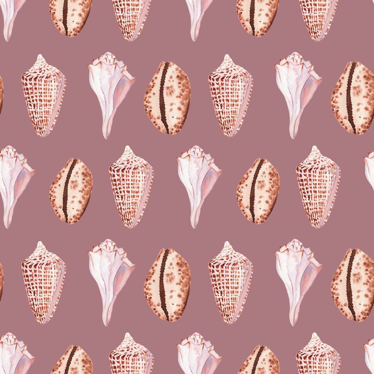 Seashell Patterns on Dark Pale Pink Fabric D1583 – Jersey Print Factory