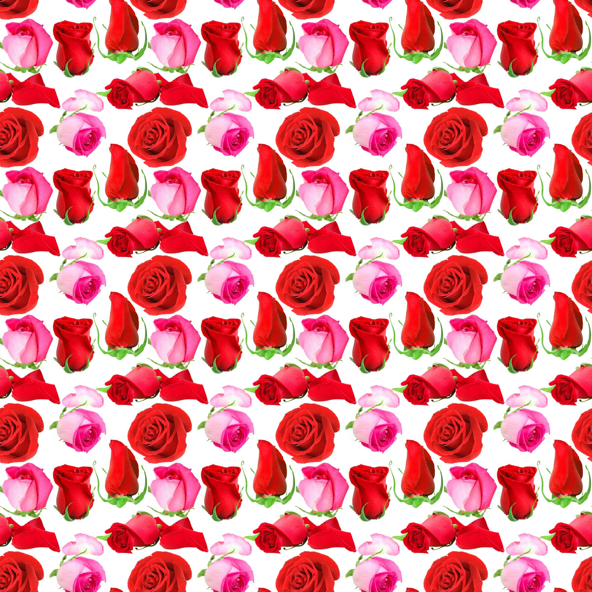 red, pink rose designs on white fabric D1144 – Jersey Print Factory