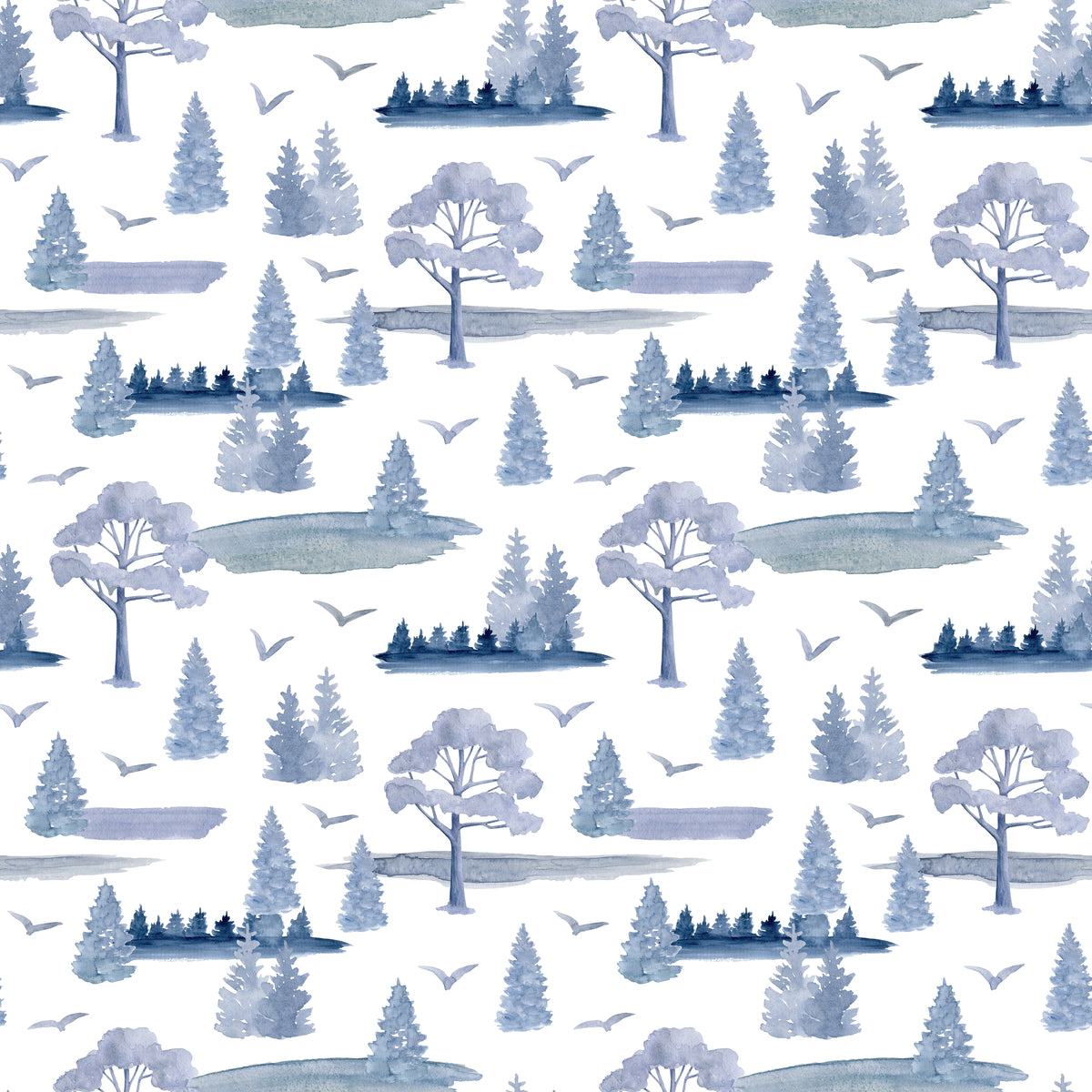 winter forest designs in white fabric DS1733 – Jersey Print Factory